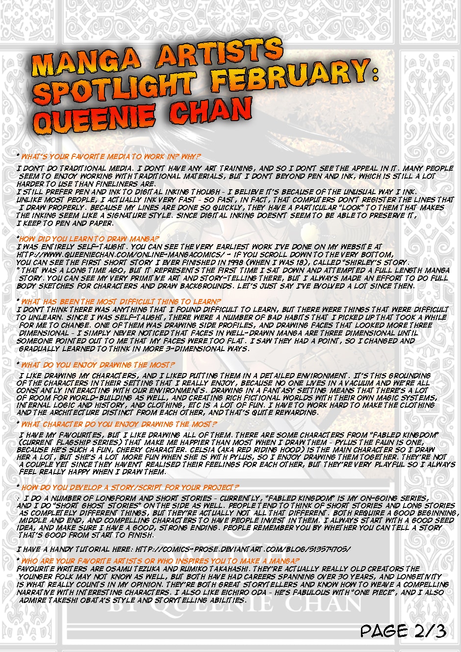 Read Queenie Chan - Interview :: Queenie Chan - Interview | Tapas Comics