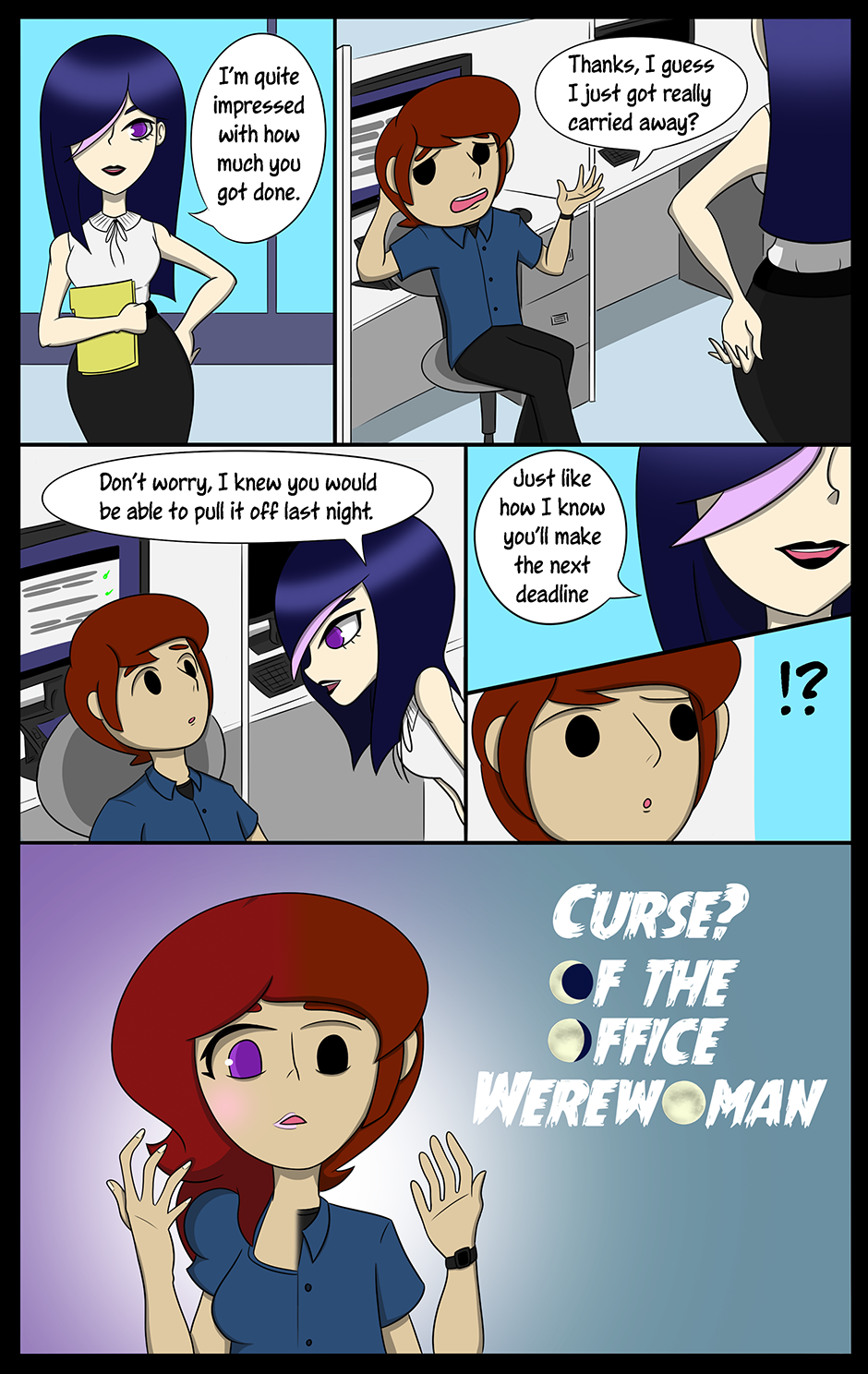 Read Curse? of the Office Werewoman :: Chapter 1: Oliv(ia)er | Tapas Comics